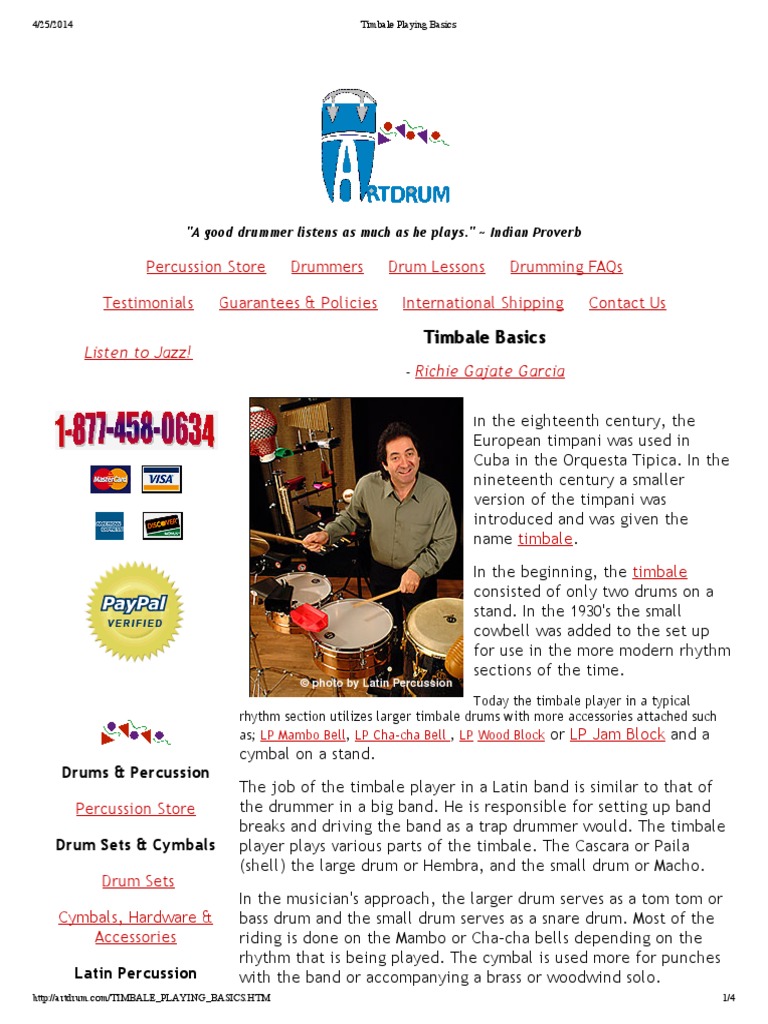 Timbale Playing Basics Guide | PDF | Drum Kit | Percussion Instruments
