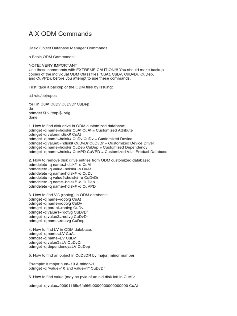 AIX ODM Commands | PDF | Teaching Methods & Materials | Computers