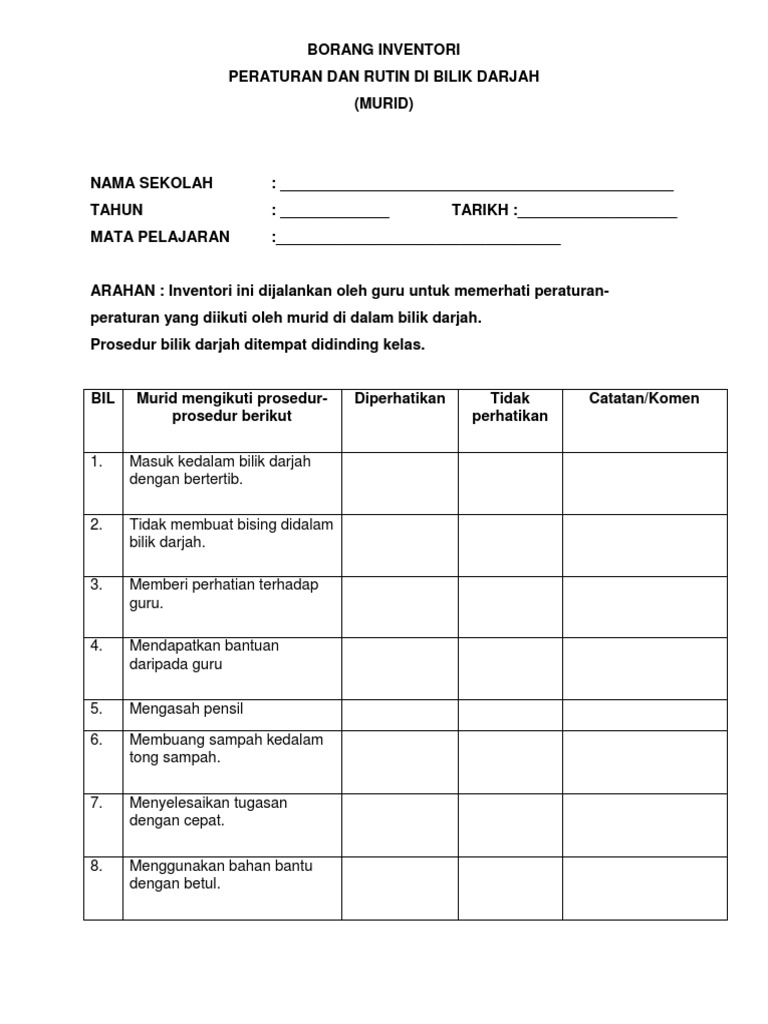 Borang Inventori | PDF