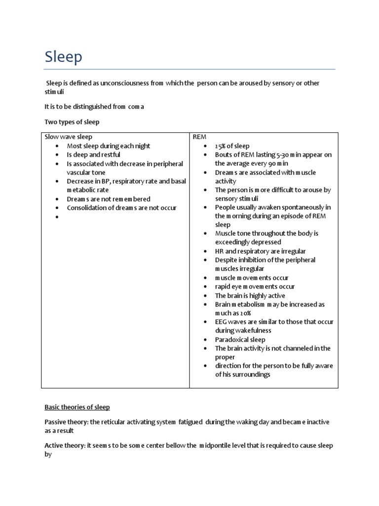 Sleep: Two Types of Sleep | PDF | Rapid Eye Movement Sleep | Sleep