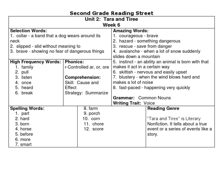 Second Grade Reading Unit 2 Overview | PDF