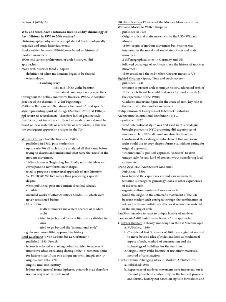 History of Modern Architecture Class Notes | PDF | Science ...