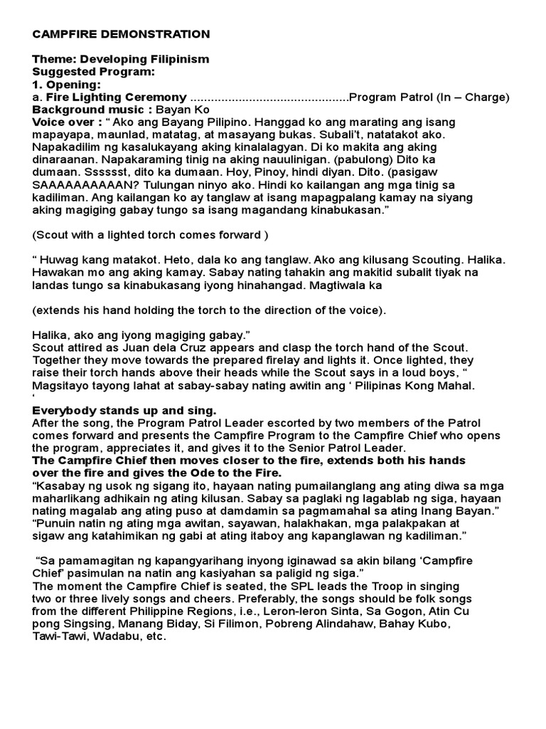 Campfire Demonstration - SEREMONYA SA SIGA | PDF