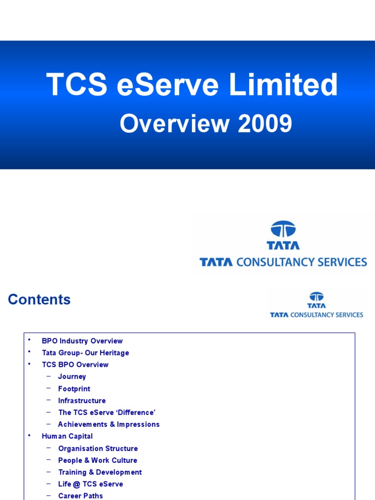 Tcs Eserve Limited: Overview 2009 | PDF | Business Process Outsourcing ...