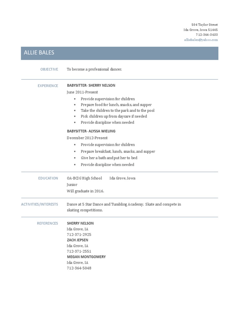 Allie Bales: Objective | PDF