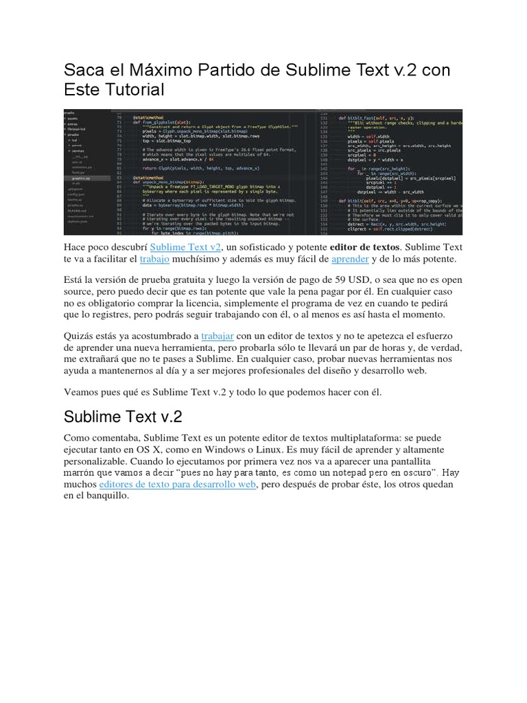 Saca El Máximo Partido de Sublime Text V | PDF | HTML | Archivo de computadora