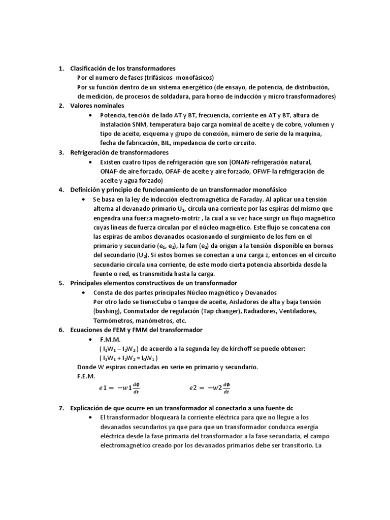 Preguntas y Respuestas de Transformadores PDF | PDF | Transformador | Inductor