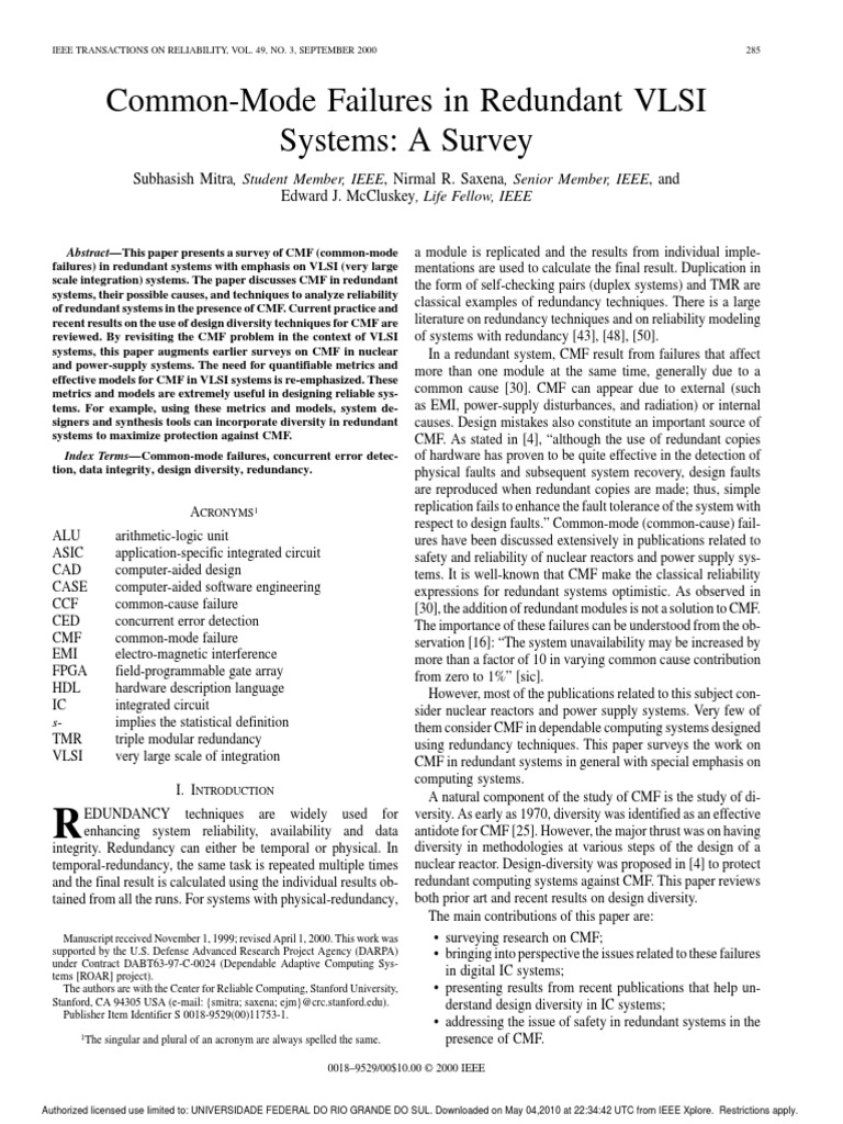 Common-Mode Failures PDF | PDF | Software Bug | Reliability Engineering