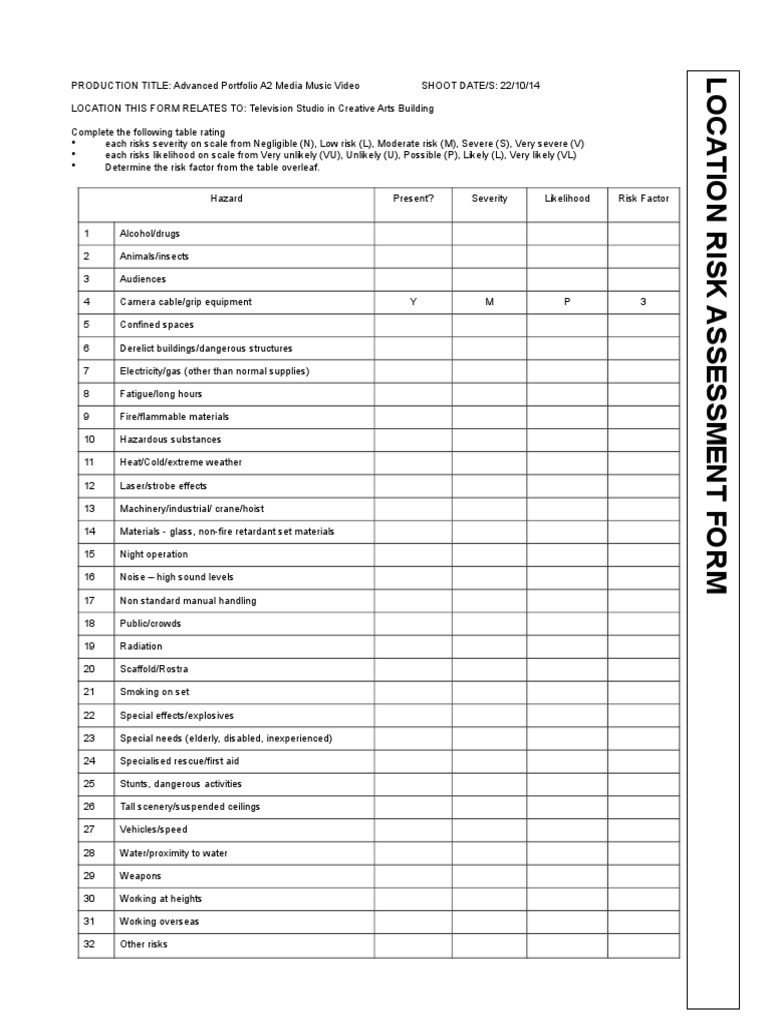 Risk Assessment TV Studio | PDF | Risk | Prevention