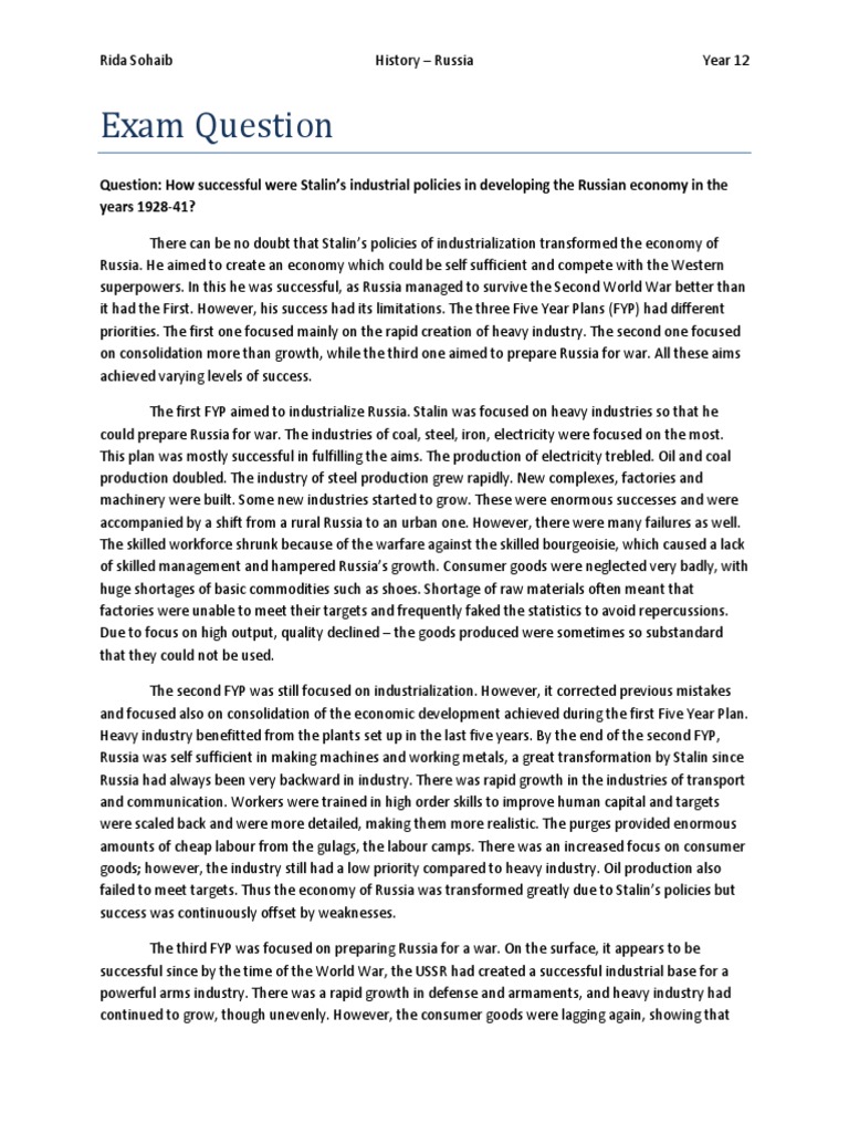 Essay Stalin's Industrial Policies | Download Free PDF | Soviet Union ...