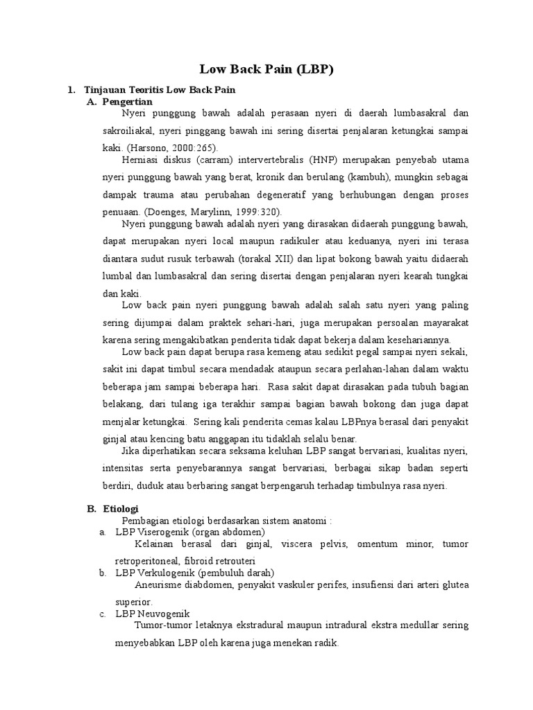 Askep Low Back Pain | PDF | Sains & Matematika
