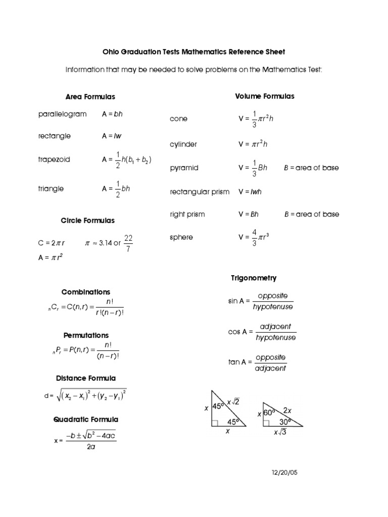Ohio Graduation Math Test Reference Guide | PDF | Art | Science ...