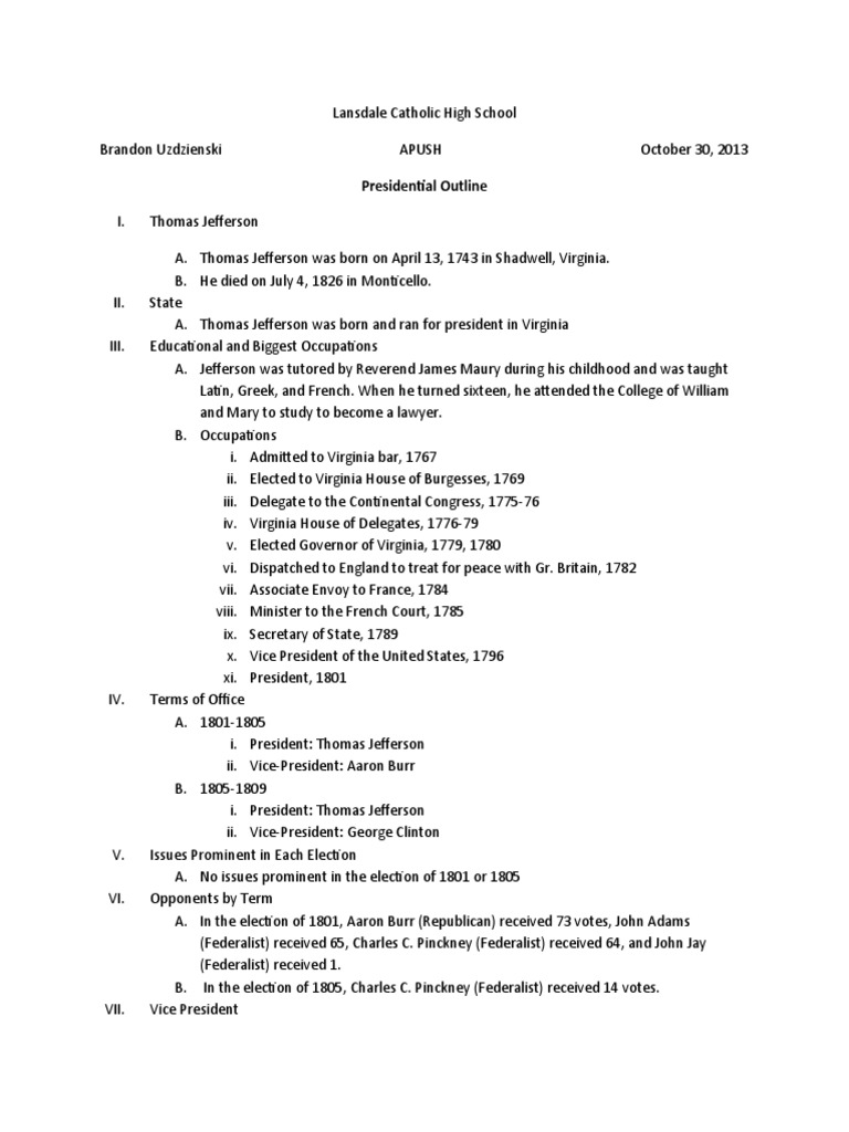 APUSH: Thomas Jefferson Overview | PDF | Louisiana Purchase | Thomas ...