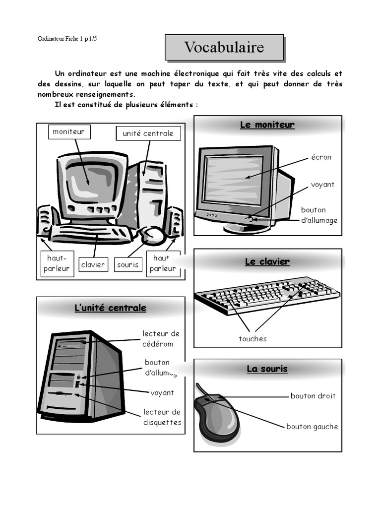 Vocabulaire L'ordinateur PDF | PDF