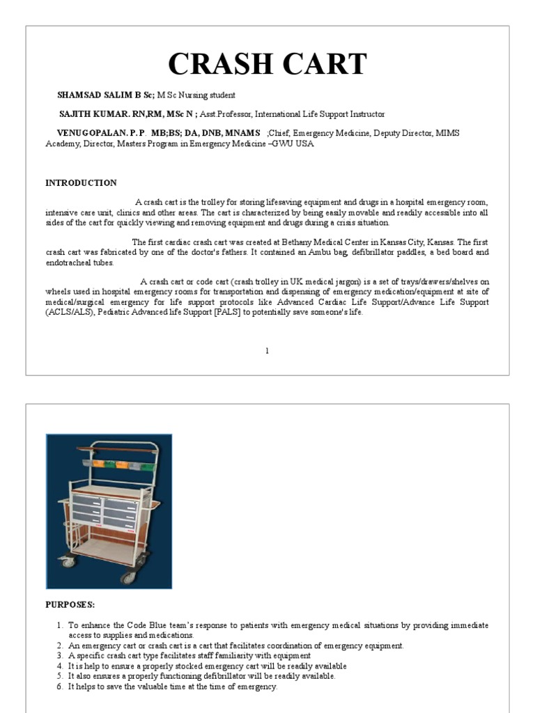 Crash Cart | PDF | Emergency Department | Medicine