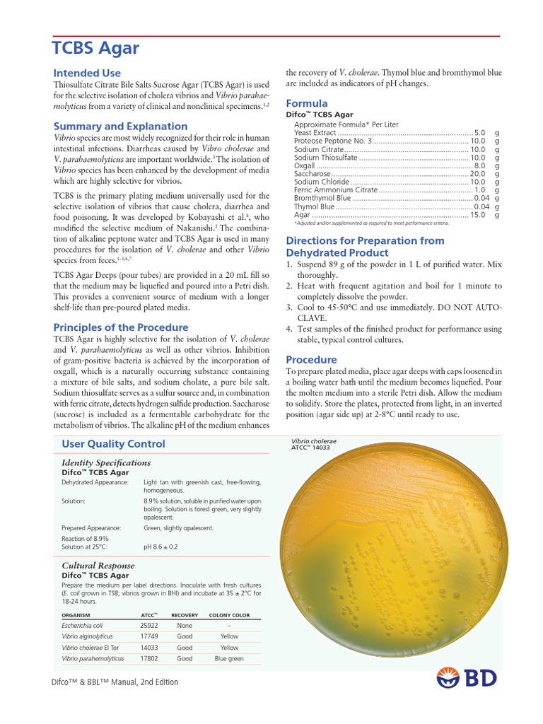 TCBS Agar PDF | PDF | Microbiology | Bacteria