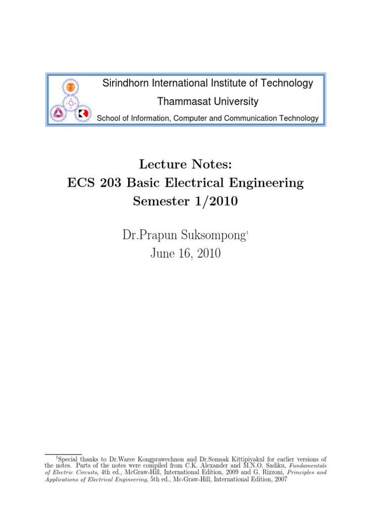 Basic Electrical Engineering - Leacture Notes | PDF | Series And ...