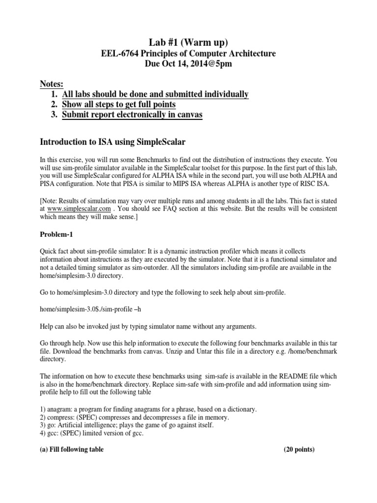 Lab 1 | PDF | Instruction Set | Benchmark (Computing)