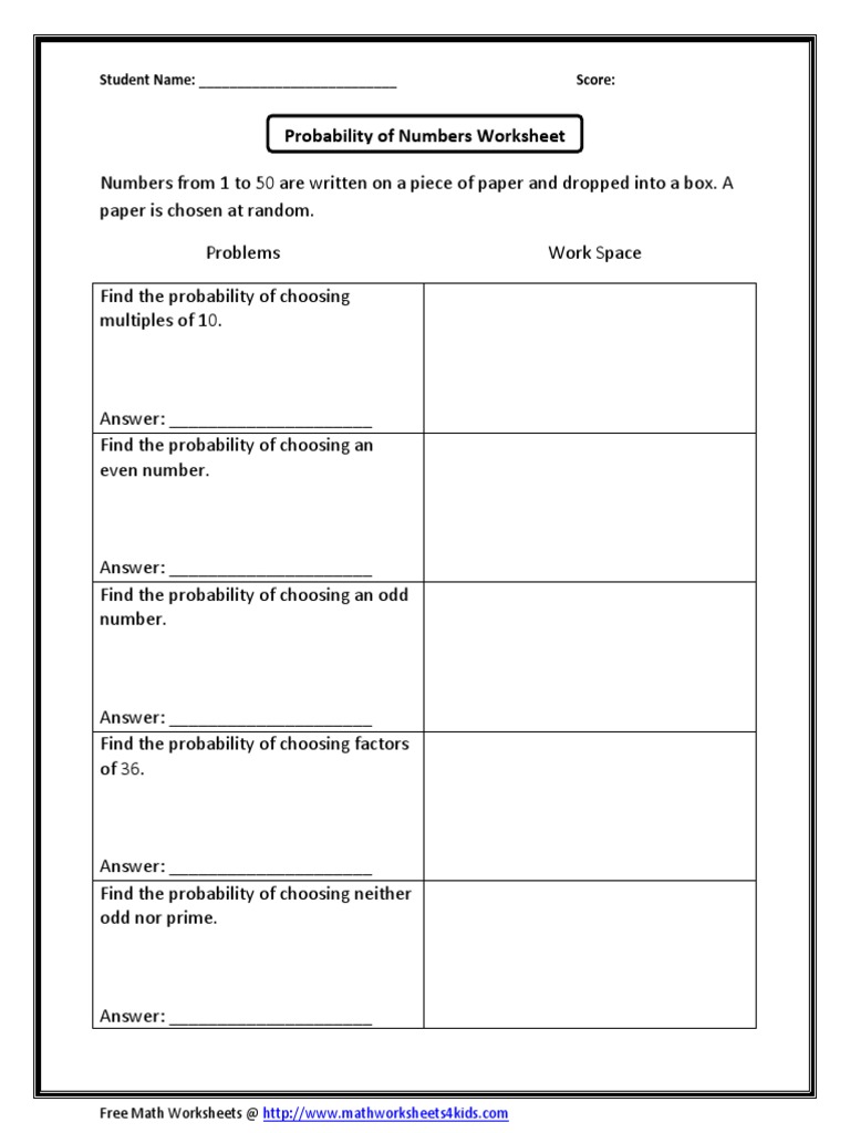 Probability Worksheet for Grades 2-3 | PDF | Career & Growth