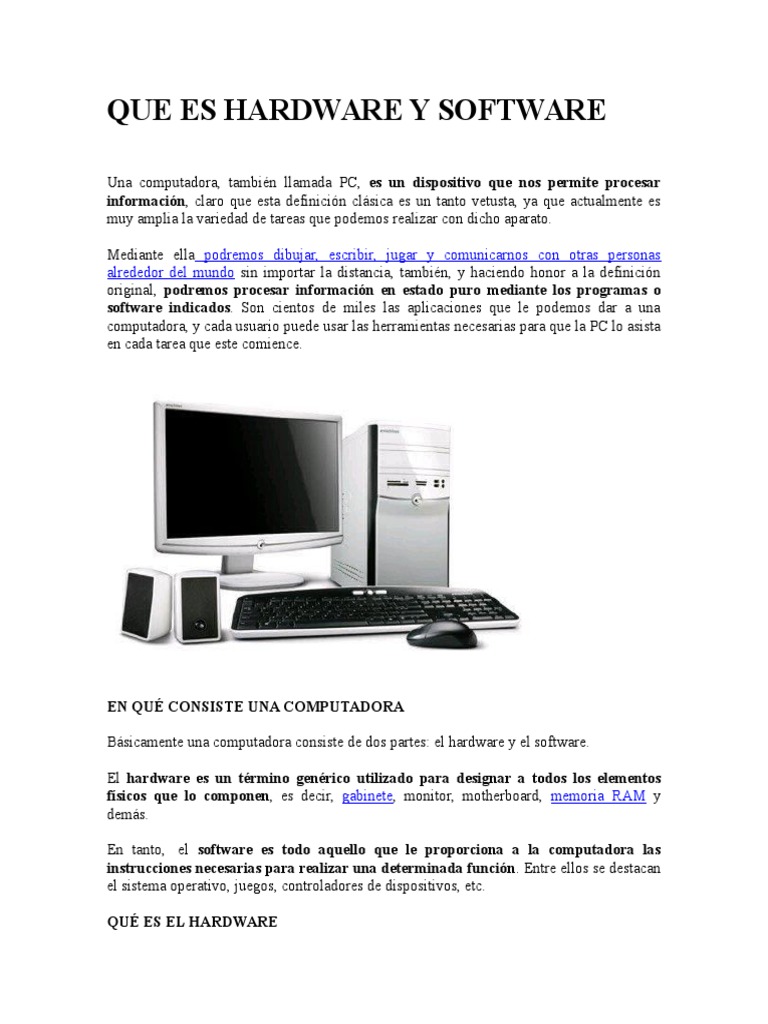 Que Es Hardware y Software | PDF | Sistema operativo | Hardware de la ...