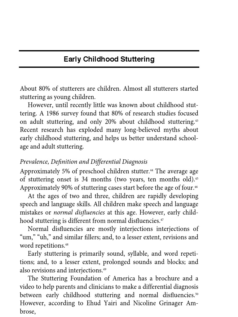 Early Childhood Stuttering Insights | PDF | Stuttering | Tourette Syndrome