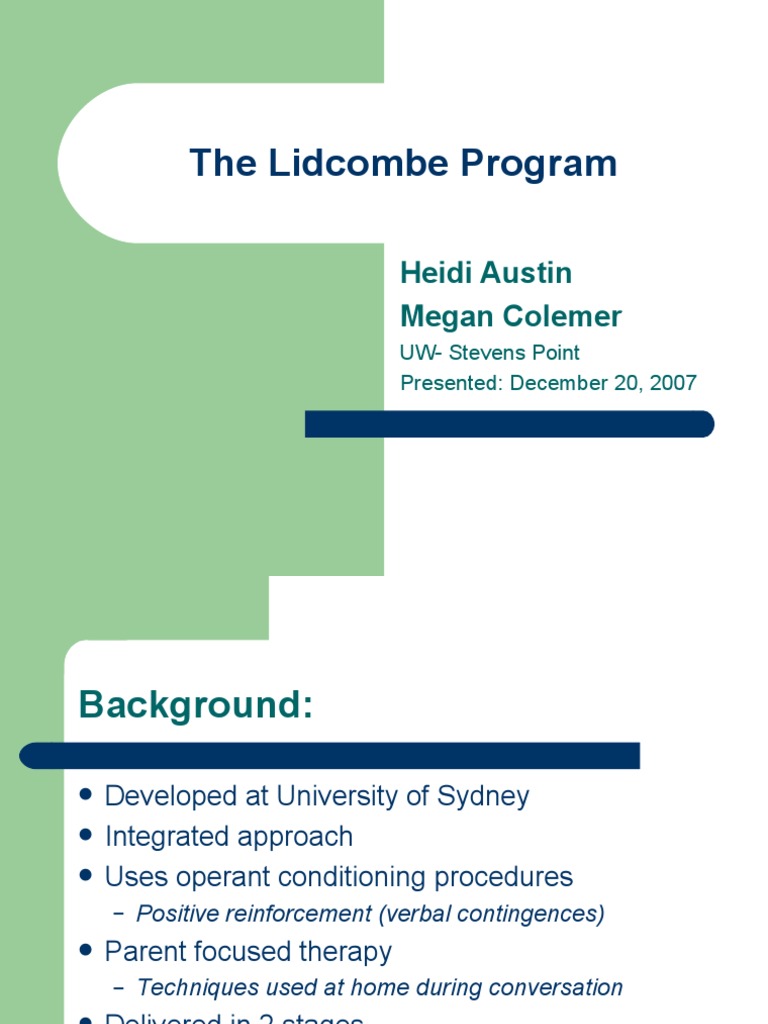 Lidcombe Program Overview and Techniques | PDF | Stuttering | Abnormal ...
