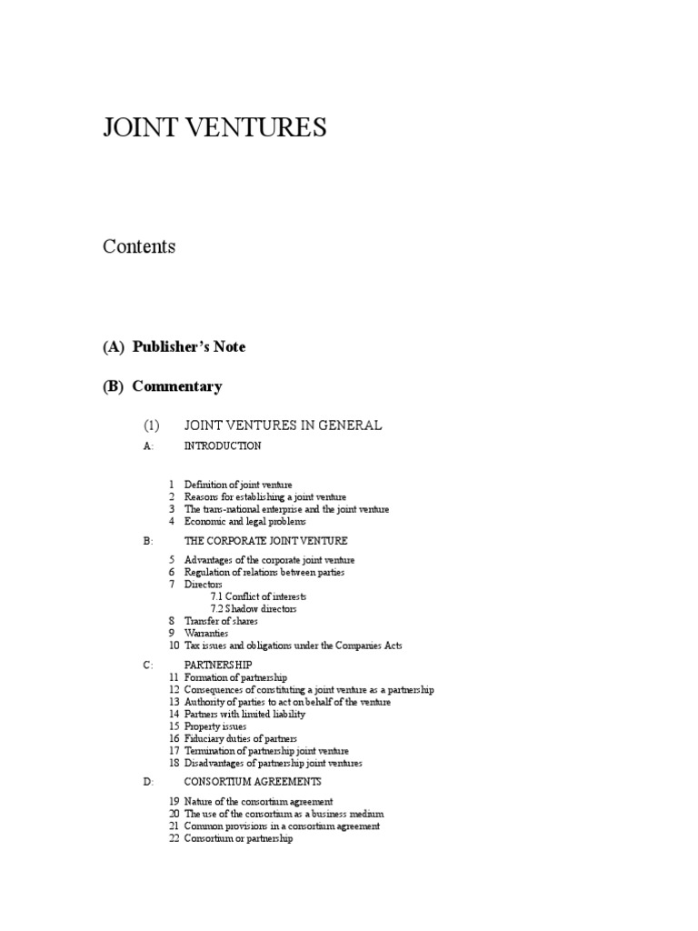 Joint Ventures | PDF | Business Law | Companies