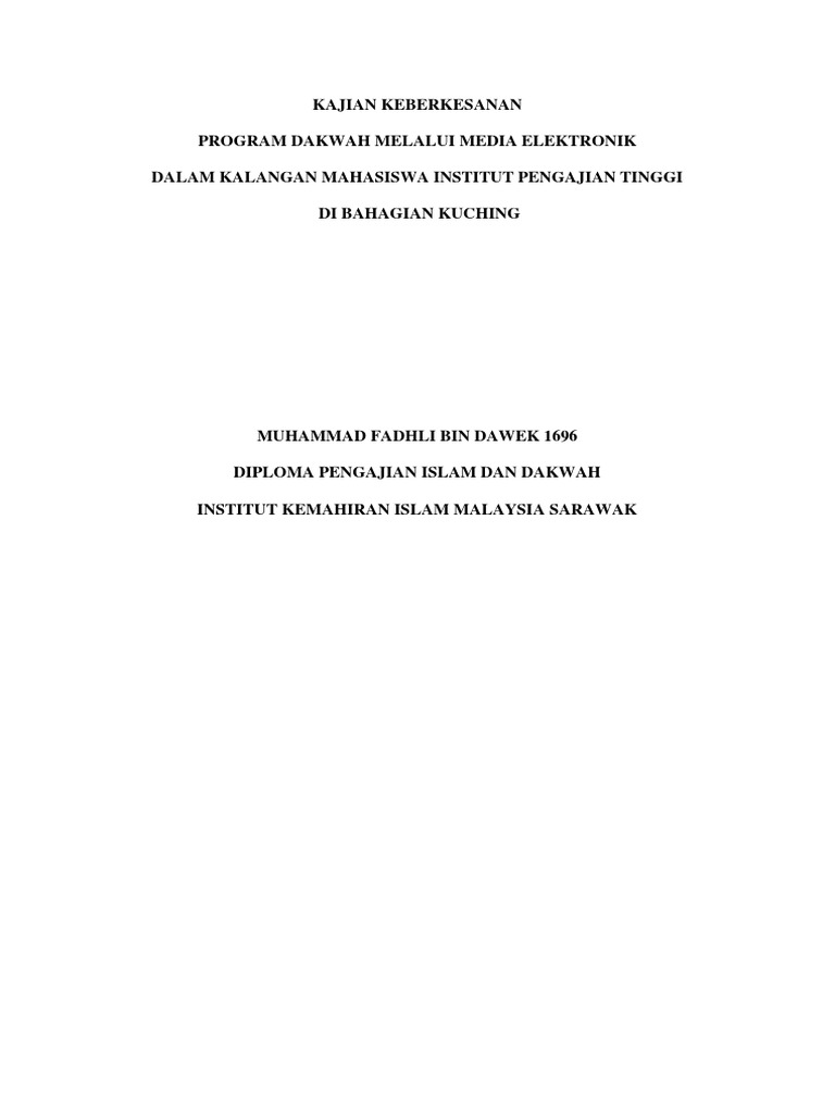 Contoh Tesis Bab Satu | PDF