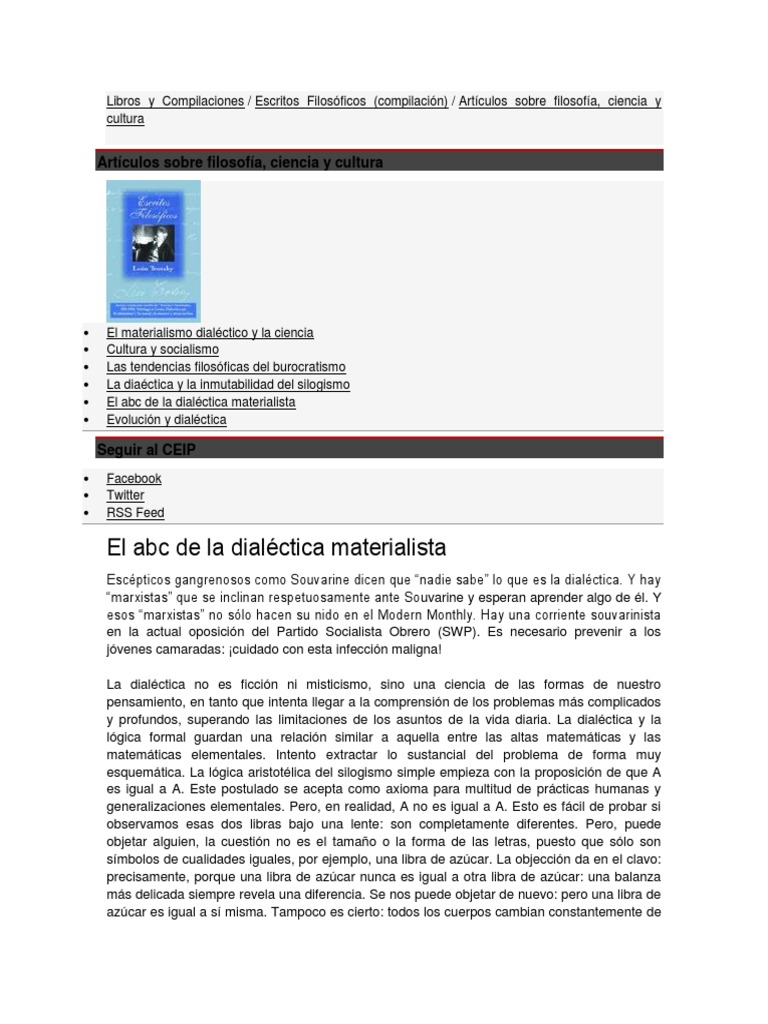 El Abc de La Dialéctica Materialista | PDF | Dialéctico | Materialismo