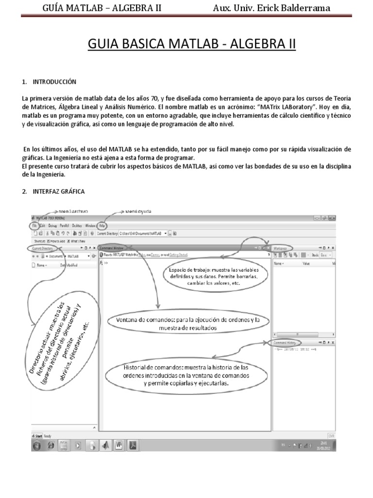 Guia Basica de Matlab PDF | PDF | Matlab | Matriz (Matemáticas)