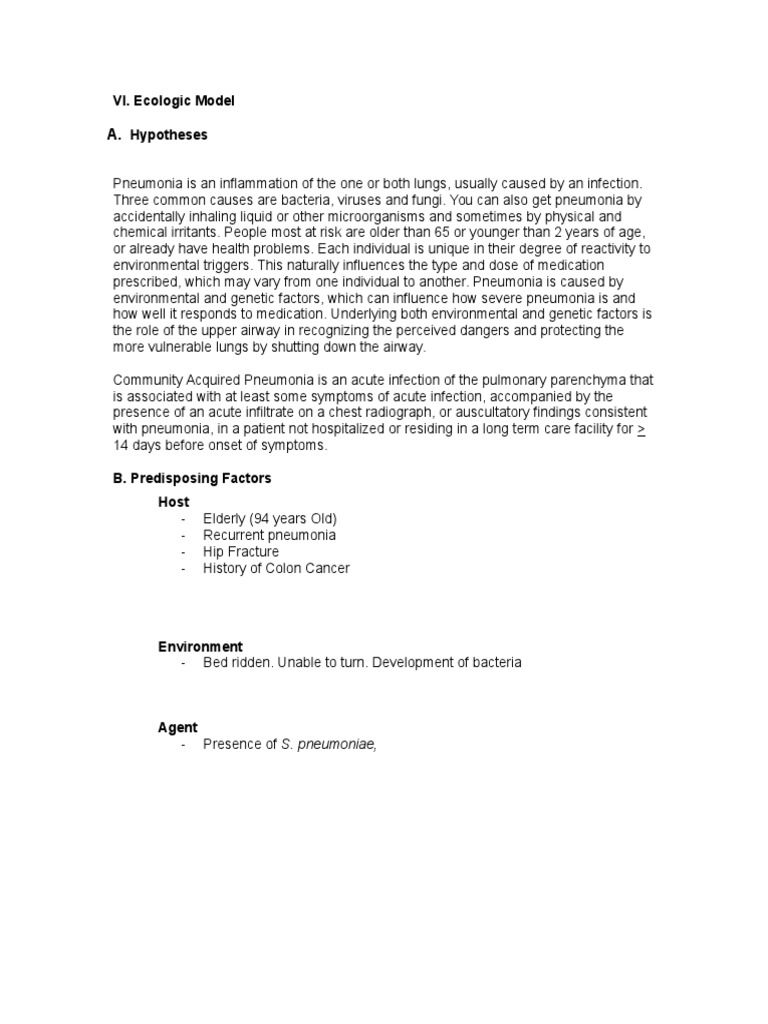 Ecologic Model of Pneumonia | PDF