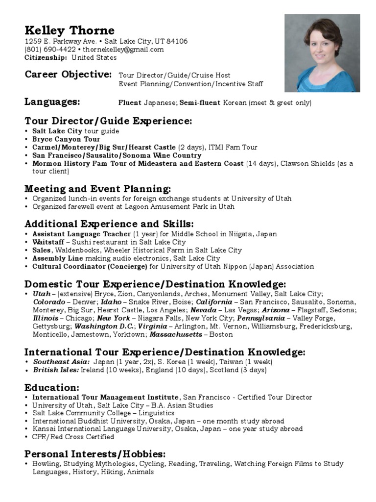 Tour Guide CV | PDF