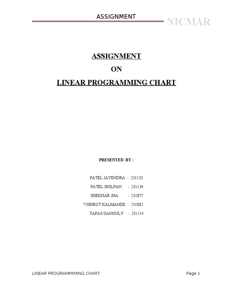 Assignment On Linear Programming Chart Pdf Linear Programming Scheduling Production