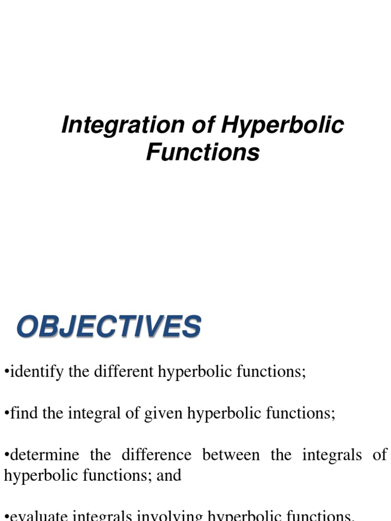 Lesson 8 - Integration of Hyperbolic Functions | PDF | Trigonometric ...
