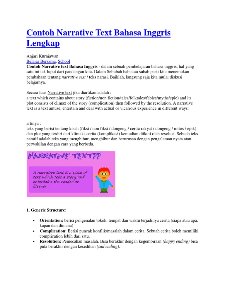 Contoh Narrative Text Bahasa Inggris Lengkap | PDF | Pinokio