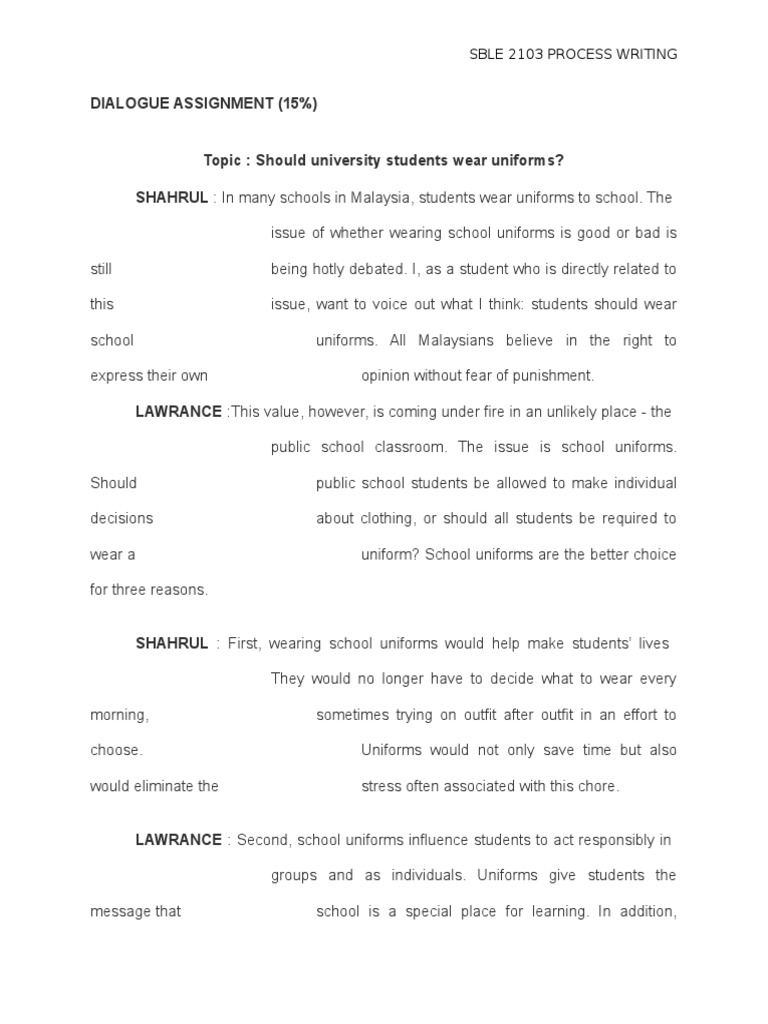 Dialogue Assignment | PDF