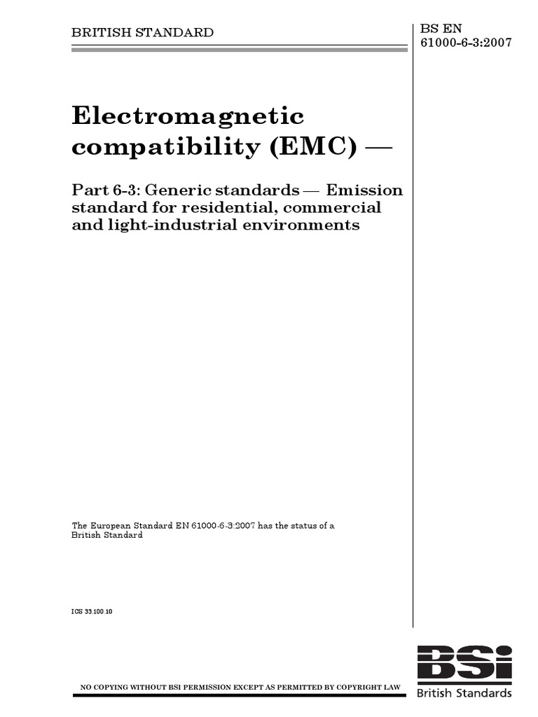 EN 61000-6-3_2007.pdf | Electromagnetic Compatibility | International Electrotechnical Commission