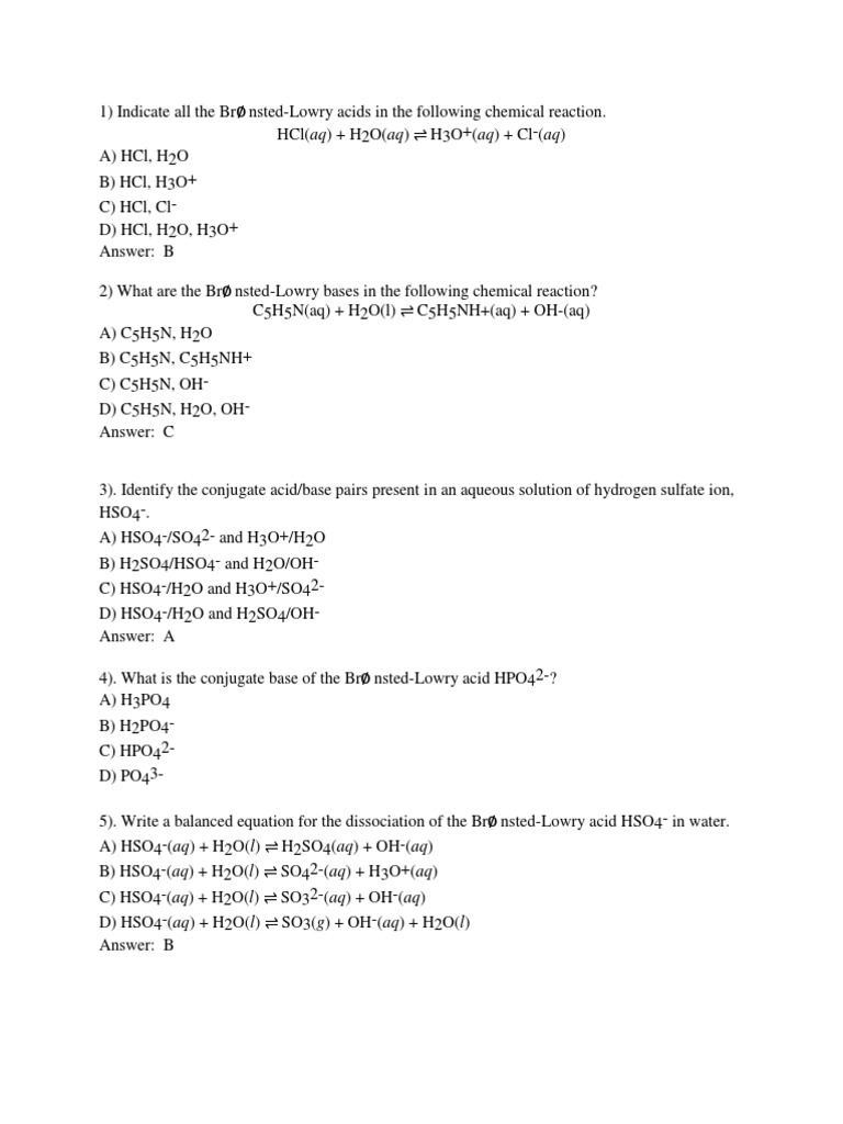Problem Set (Acids and Bases Buffers and Titrations.) | PDF | Acid | Ph