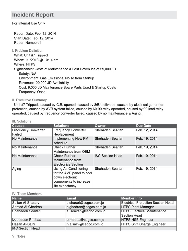 RCA Incident Report | PDF | Electrical Engineering | Electric Power