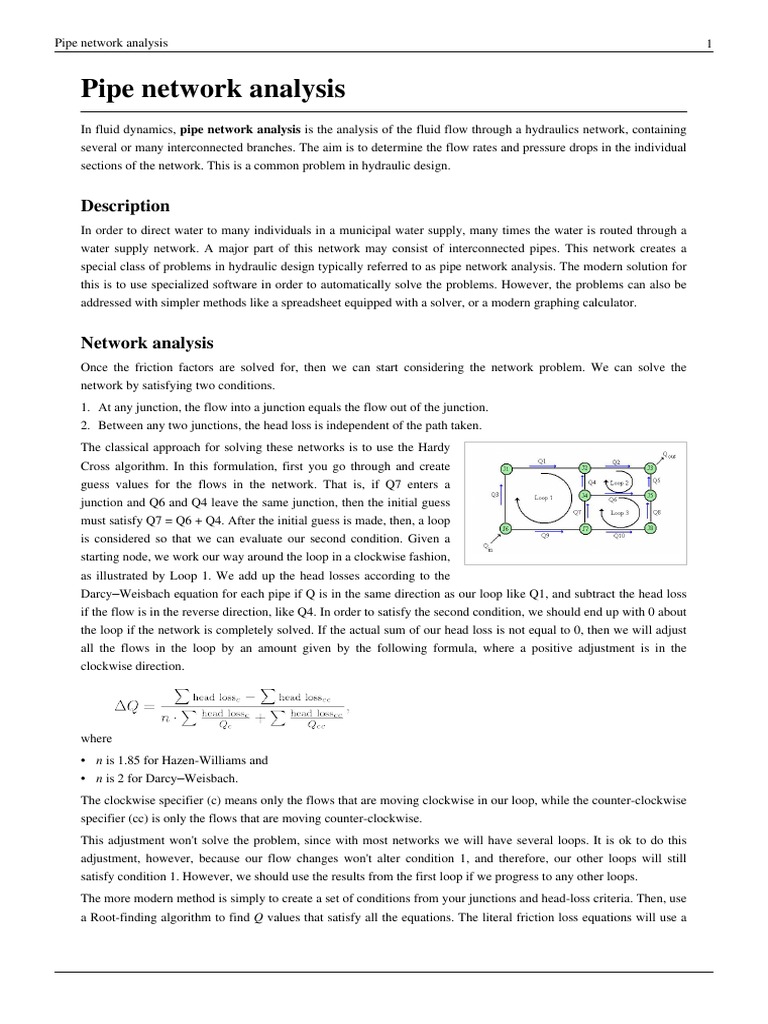 Pipe Network Analysis | PDF | Chemical Engineering | Applied And ...