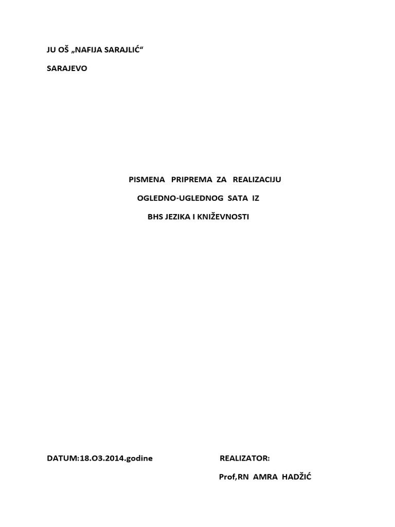 Priprema Za Ogledni Sat | PDF