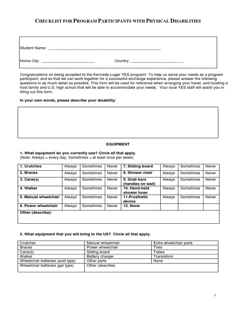 FORM Disability Forms-2 | PDF | Wheelchair | Disability