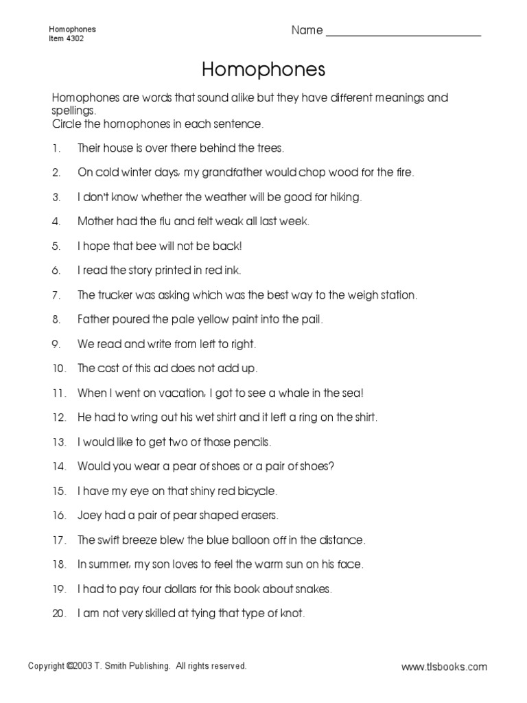 Homophones | PDF