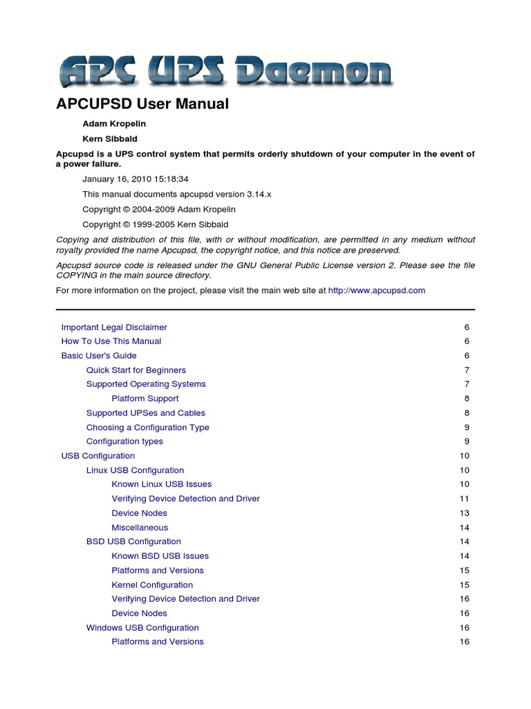 Apc Ups Manual | PDF | Device Driver | Operating System