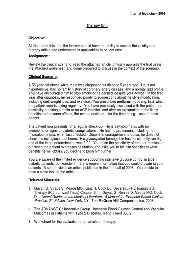 Assessing Diabetes Therapy Evidence | PDF | Patient | Diabetes Mellitus