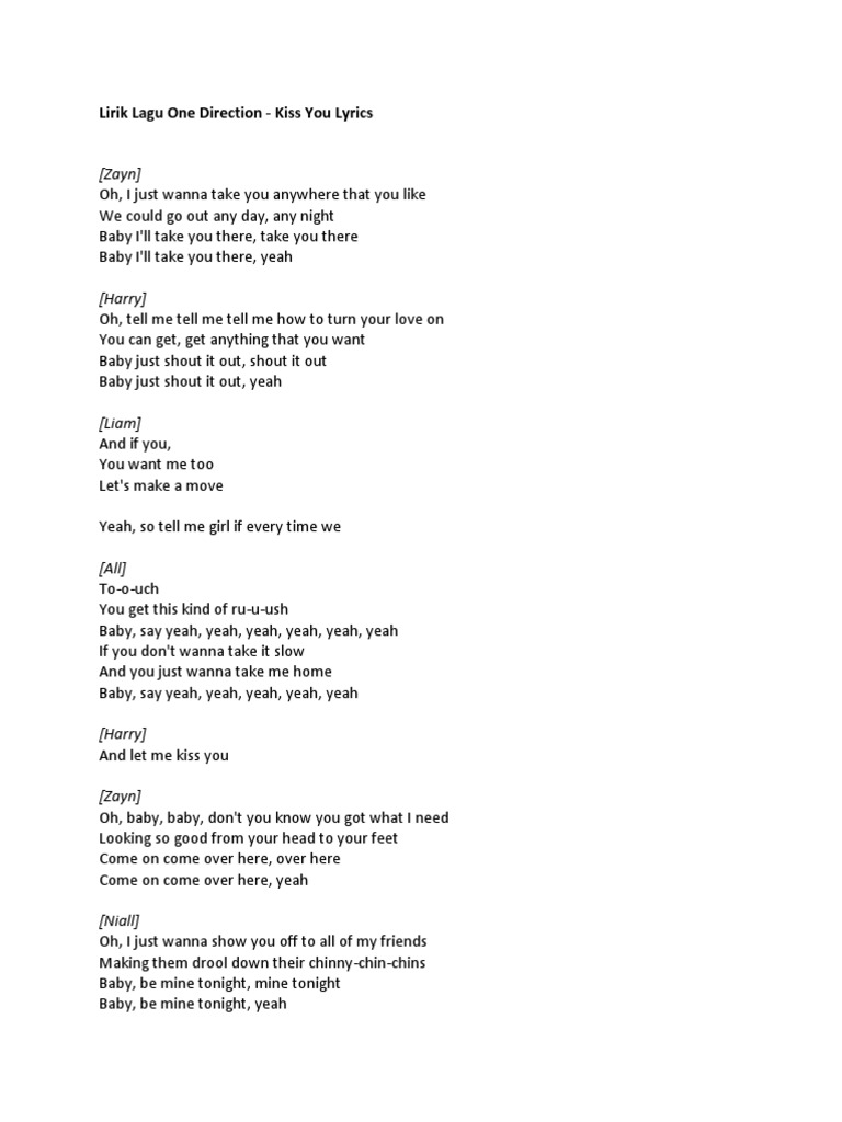 Lirik Lagu One Direction | PDF | Singers | Musicians