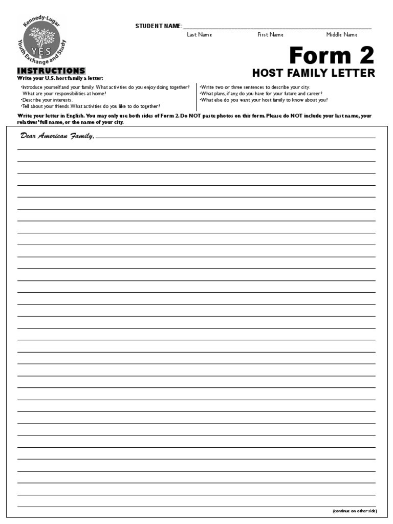 Form - Host Family Letter | PDF