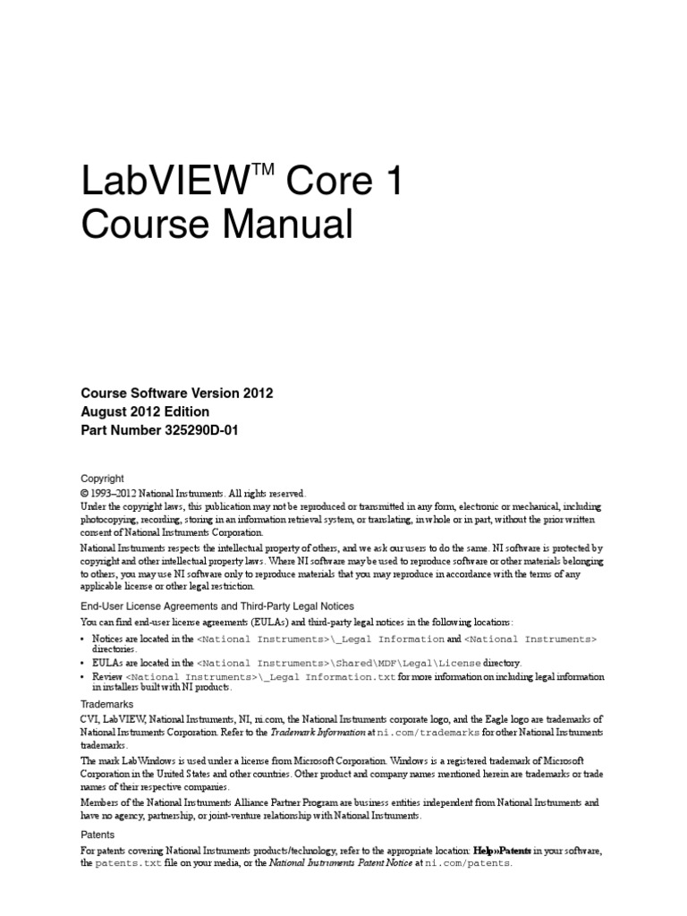 2012 LabVIEW Core 1 Course Manual | PDF | Data Acquisition | Parallel Computing