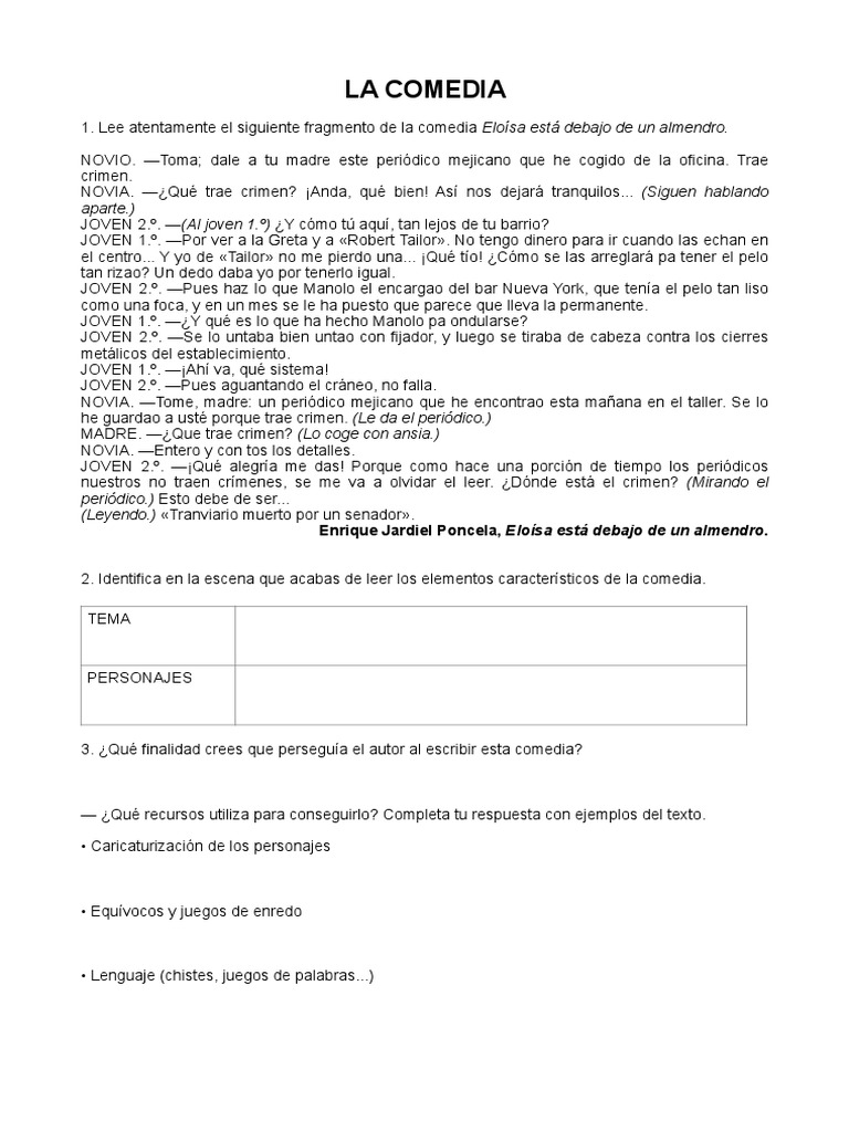 Teatro Eloisa Está Debajo de Un Almendro E. Jardiel Poncela PDF | PDF | Arte