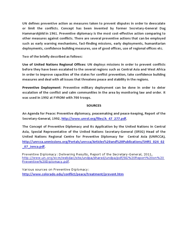UN Preventive Diplomacy Strategies Explained | PDF